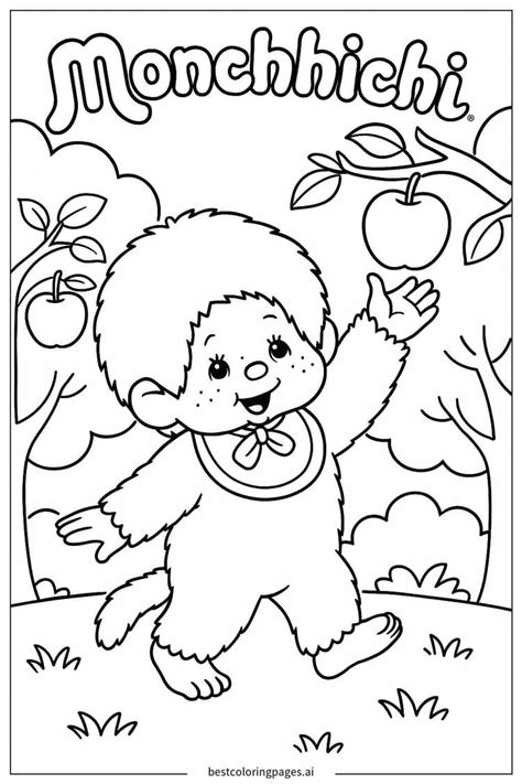 35枚のモンチッチ のぬりえ（無料pdf・png印刷用ファイル）