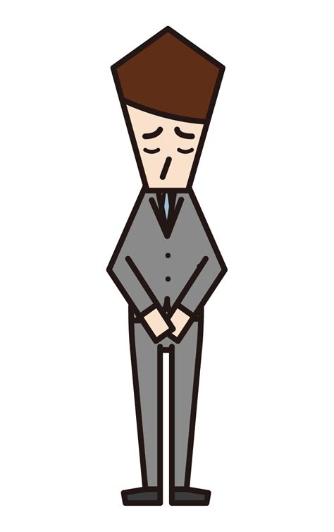 사람여성이 고개를 숙이고 사과하거나 감사하는 모습 무료 일러스트 소재집 Kukukeke