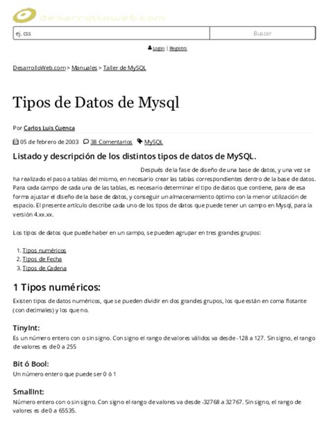 Pdf Tipos De Datos De Mysql