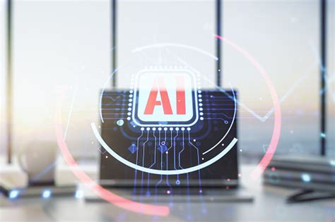 배경에 컴퓨터와 창조적 인 인공 지능 약어의 이중 노출 미래 기술 및 Ai 개념 여행 주제에 대한 스톡 사진 및 기타 이미지 여행 주제 인공지능 토론 Istock