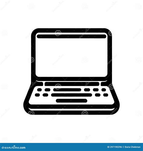 Black Line Laptop Icon Isolated On White Background Stock Illustration Illustration Of Tech