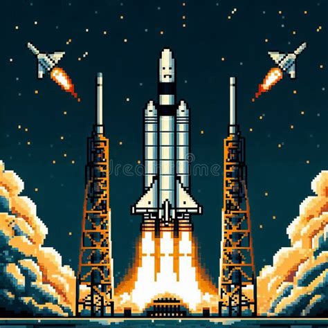 Blocky Rocket Stock Illustrations 14 Blocky Rocket Stock