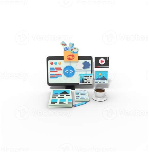 3d Illustration Of Programmer Map Website On Computer 10986921 Png