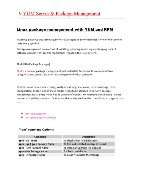 9yum Server And Package Management Pdf Software Repository