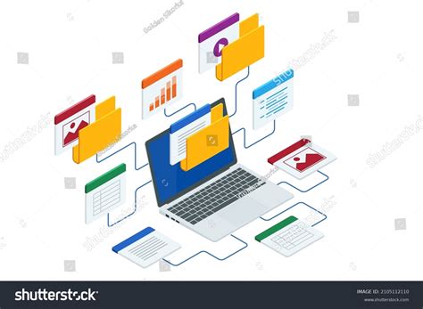 Isometric File Database Document Flow Management Stock Vector Royalty Free 2105112110
