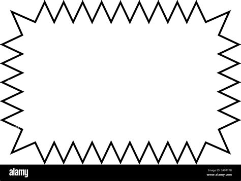 Rectangle Frame With Spiky Zigzag Edges Empty Textbox Speech Bubble Message Header Tag Or