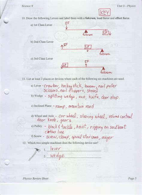 Simple Machines And Mechanical Advantage Worksheet Answers Db Excel