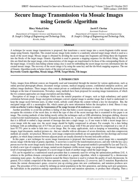 Secure Image Transmission Via Mosaic Images Using Genetic Algorithm