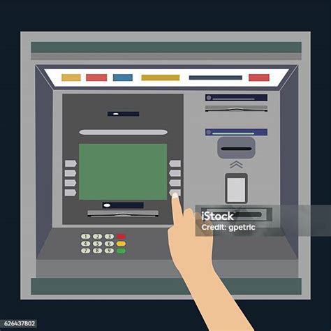 손 지불 신용 카드에서 돈을 인출하는 Atm 기계 금융에 대한 스톡 벡터 아트 및 기타 이미지 금융 들어가기 매장 상품진열 Istock