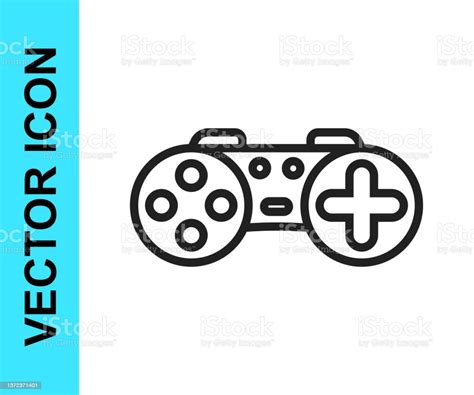 흰색 배경에 격리 된 검은 줄 게임 패드 아이콘 게임 컨트롤러 벡터 Brand Name Video Game에 대한 스톡 벡터