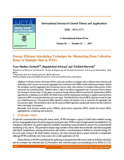 Pdf Energy Efficient Scheduling Technique For Minimizing Data Collection Delay Of Multiple
