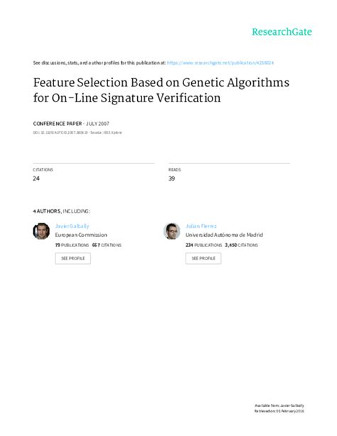 pdf feature selection based on genetic algorithms for on line