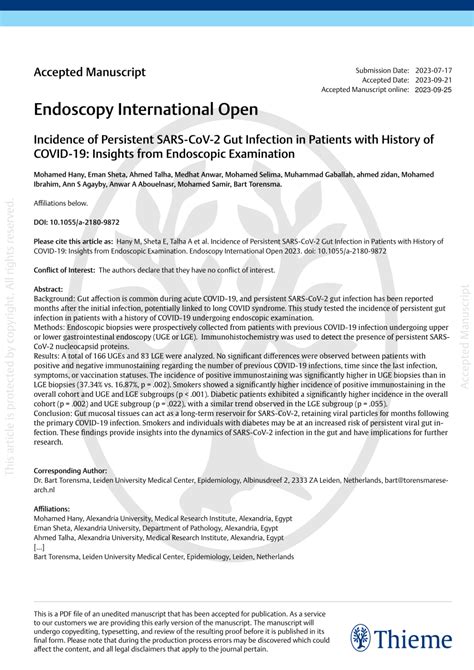 Pdf Incidence Of Persistent Sars Cov 2 Gut Infection In Patients With