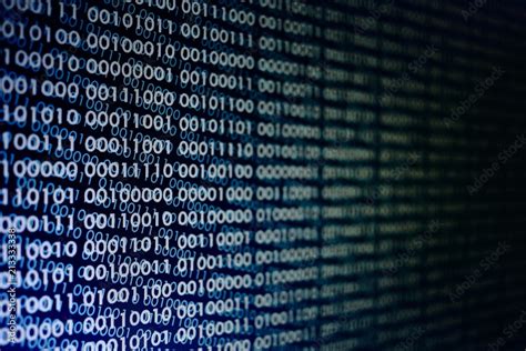 Blocks Of Binary Data Blockchain Concept Blue Background With