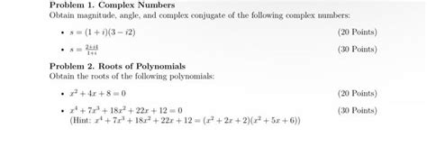 Solved Problem 1 Complex Numbers Obtain Magnitude Angle