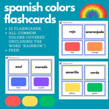 Spanish Colors Flashcards Spanish 1 Free By Señorito Abito Tpt