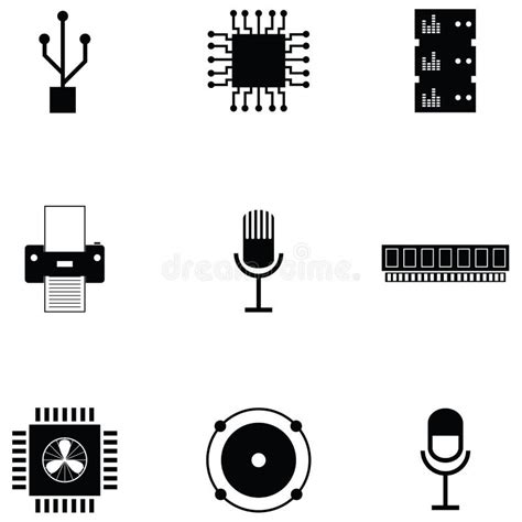 Computer Hardware Icon Set Stock Vector Illustration Of Mouse 107347577