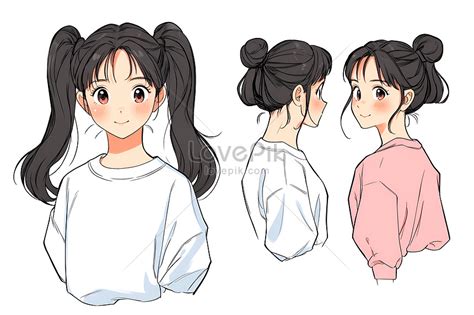 쌍둥이 꼬리를 가진 중국 소녀 일러스트 무료 다운로드 Lovepik