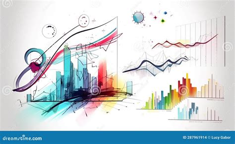 Data Visualization Charts Diagrams Vibrantly Illustration With White