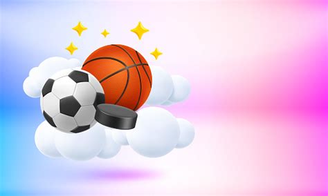 하늘에 공과 퍽 스포츠 게임 개념입니다 복사 공간이 있는 3d 벡터 배너 3차원 형태에 대한 스톡 벡터 아트 및 기타 이미지 3차원 형태 스포츠 0명 Istock