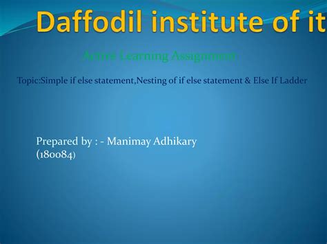 Simple If Else Statementnesting Of If Else Statement And Else If Ladder Ppt
