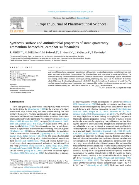 Pdf Synthesis And Antimicrobial Properties Of Binaphthyl Derived Quaternary Ammonium Bromides