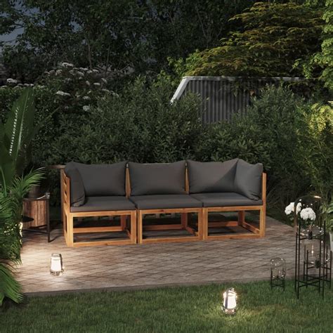 Vidaxl 3 Seater Garden Sofa With Cushion Solid Acacia Wood Wood