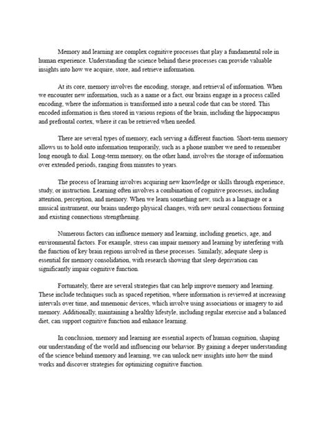 the science behind memory and learning pdf memory learning