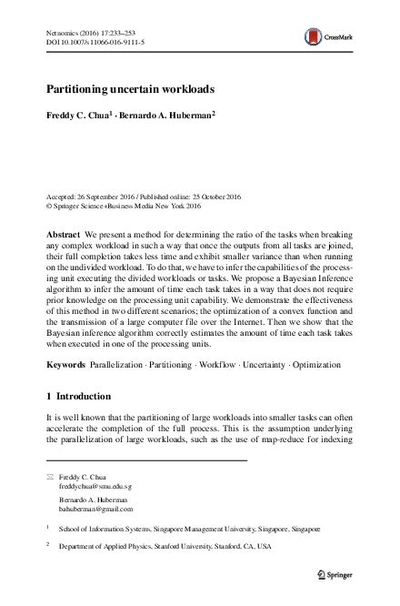 Pdf Partitioning Uncertain Workloads