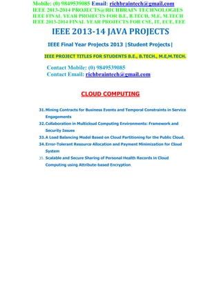 Ieee Java Projects Richbraintechnologies PDF