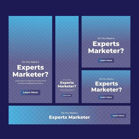 Abstract Banner Design Web Template Set Horizontal Web Banner Modern Gradient Blue Cover