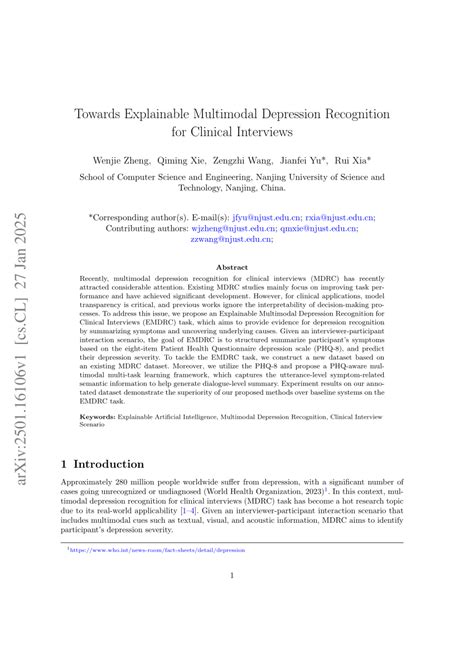 Pdf Towards Explainable Multimodal Depression Recognition For Clinical Interviews