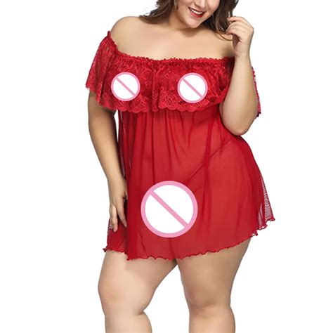 Plus Size Women Night Dress Lace Night Gown Sexy Sleepear Vintage Off