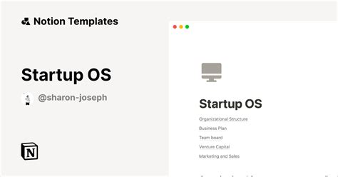 Startup OS Template By Sharon Joseph Notion Marketplace