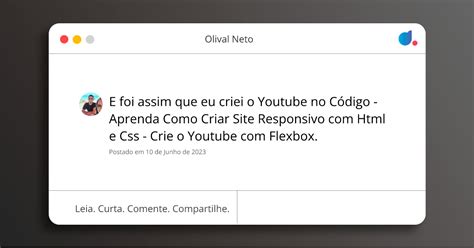 E Foi Assim Que Eu Criei O Youtube No Código Aprenda Como Criar Site