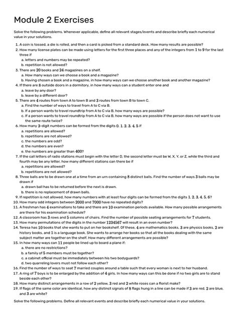 Module 2 Exercises Pdf Probability Theory Probability