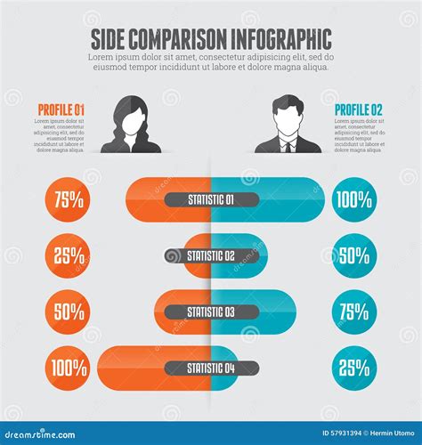Infographic 2 Side Comparison Chart Diagram With Circle Vector Illustration