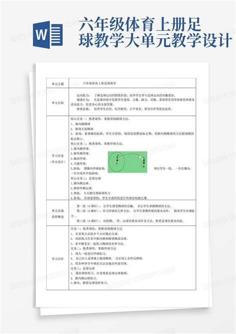 六年级体育上册足球教学大单元教学设计Word模板下载 编号lomwnenk 熊猫办公