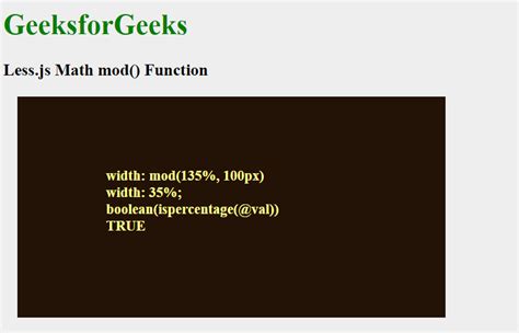 Lessjs Math Mod Function Geeksforgeeks