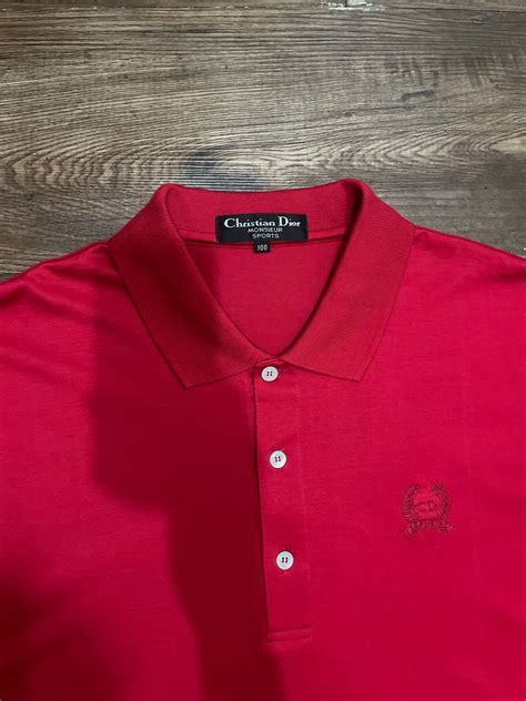 크리스찬 디올 90s 자수 로고 카라티 레드 후루츠패밀리
