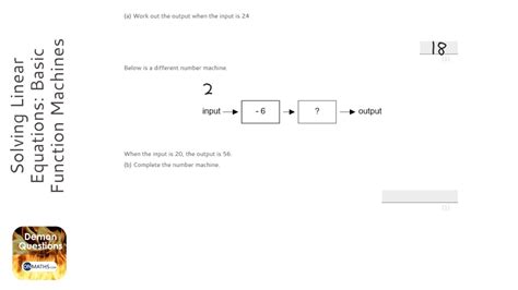 Solving Linear Equations Basic Function Machines Grade 2 Onmaths