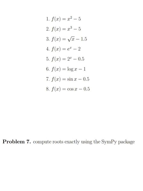 solved 1 f x x2−5 2 f x x3−5 3 f x x−1 5 4 f x ex−2