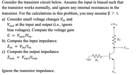 solved consider the transistor circuit below assume the