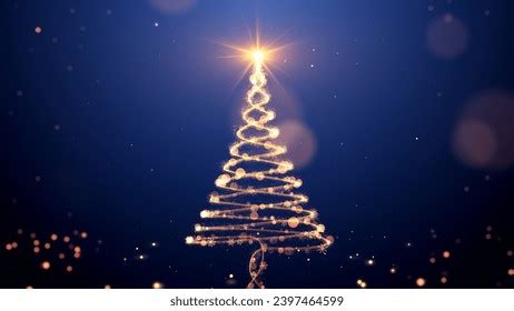 Glowing Gold Christmas Tree Animation Particles Stock Illustration