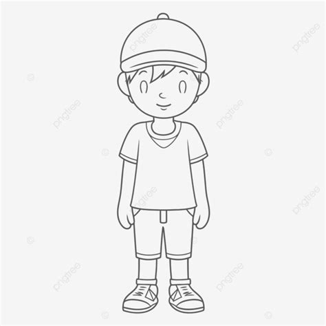 반바지와 모자 개요 스케치 드로잉을 입고 소년 벡터 남성 그림 남성 개요 남성 스케치 Png 일러스트 및 벡터 에 대한 무료 다운로드 Pngtree