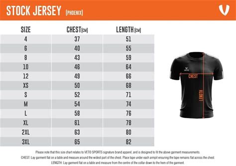 Veto Sizing Charts Westside Grovely Fc