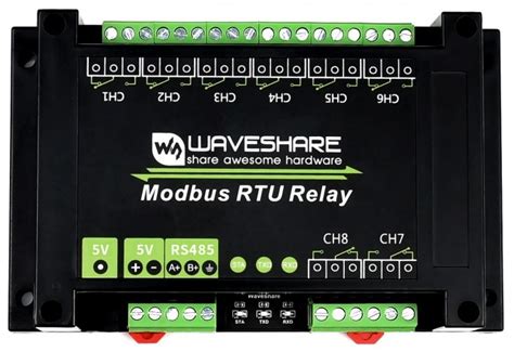Przemysłowy kanałowy moduł przekaźnikowy Modbus RTU z RS Waveshare