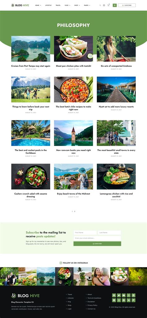 Blog Hive Personal Blog Elementor Template Kit Wp Template Kits Ft Author And Green Envato