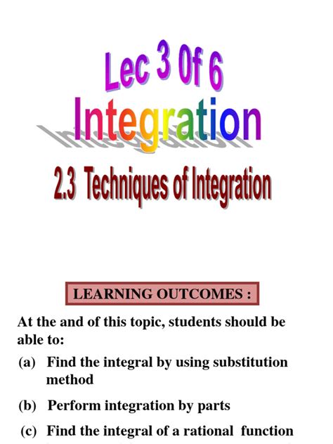 Lecture 3 Of 6 Topic 2 Integration Pdf Mathematical Relations
