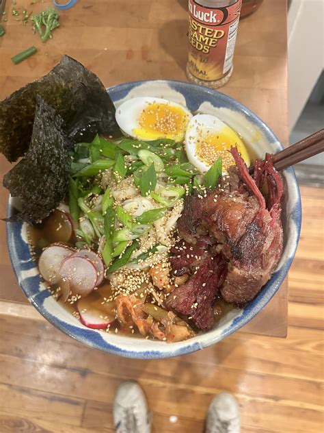 Dashi Udon With House Kimchi And Corned Beef Made This Right After Saint Patricks Day R
